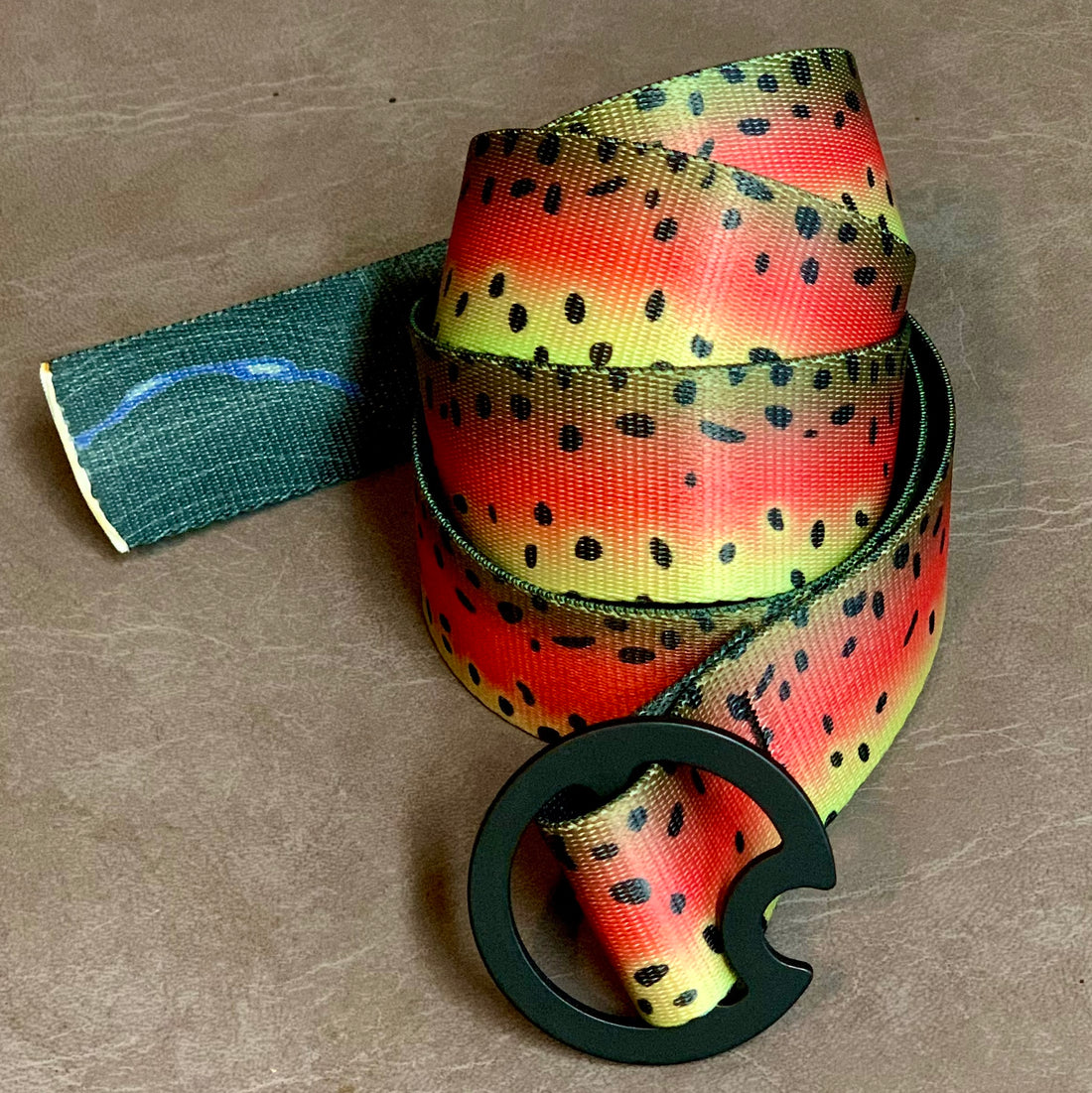 RAINBOW TROUT BELT - REVERSIBLE (BLACK BUCKLE) – DRIFT Belt Company